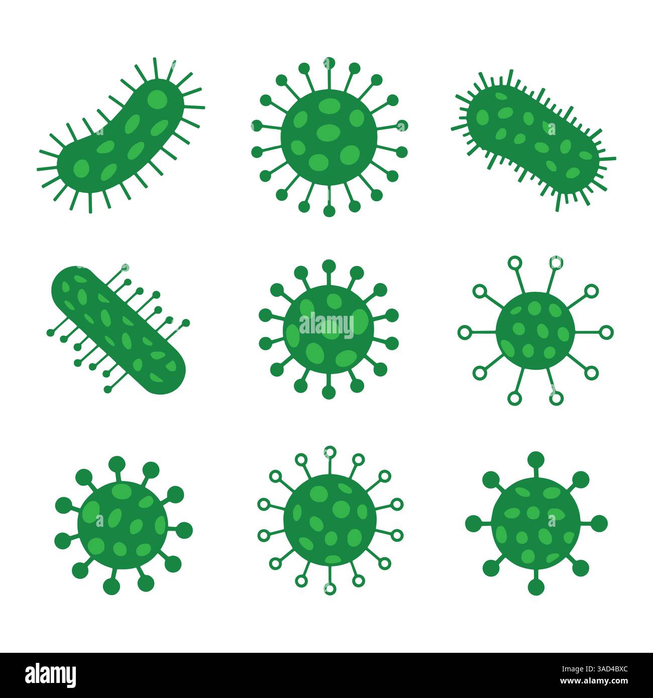 Green bacteria and germs vector set isolated on white background ...