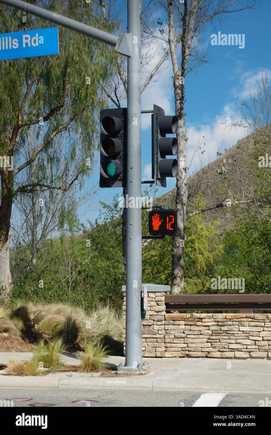 Traffic light with crosswalk crossing safety timer Stock Photo - Alamy