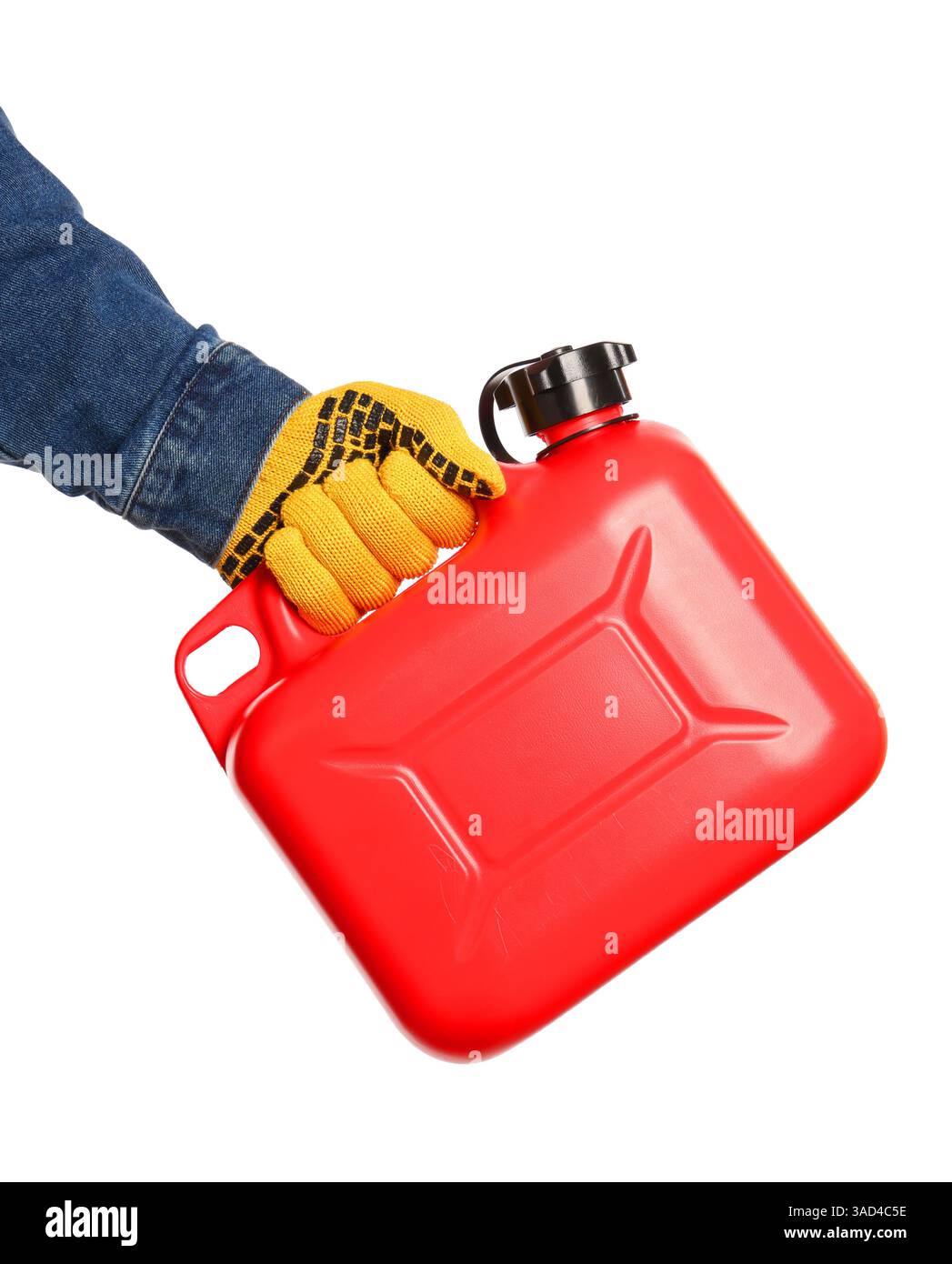 Hand holding canister on white background Stock Photo - Alamy