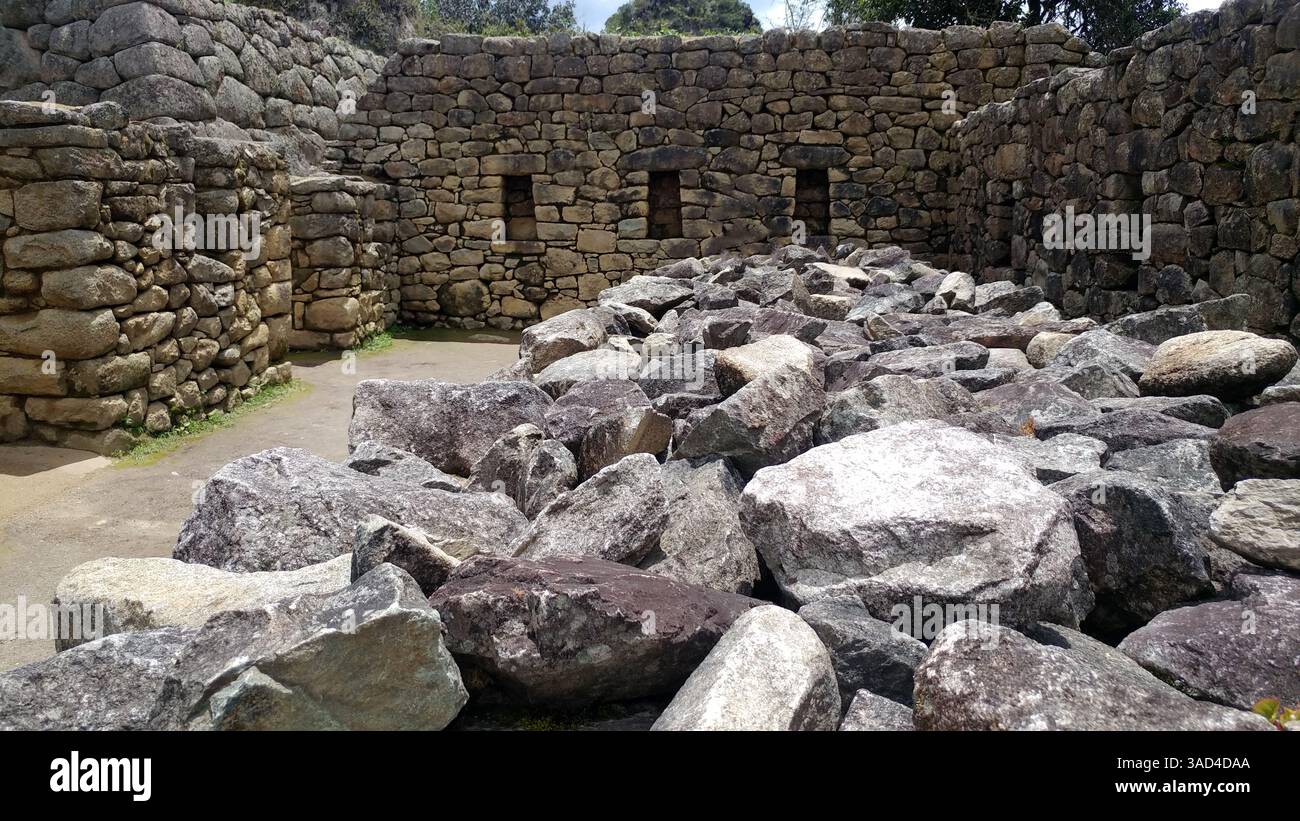 The buildings in Machu Picchu, Peru built with granite blocks, weigh ...