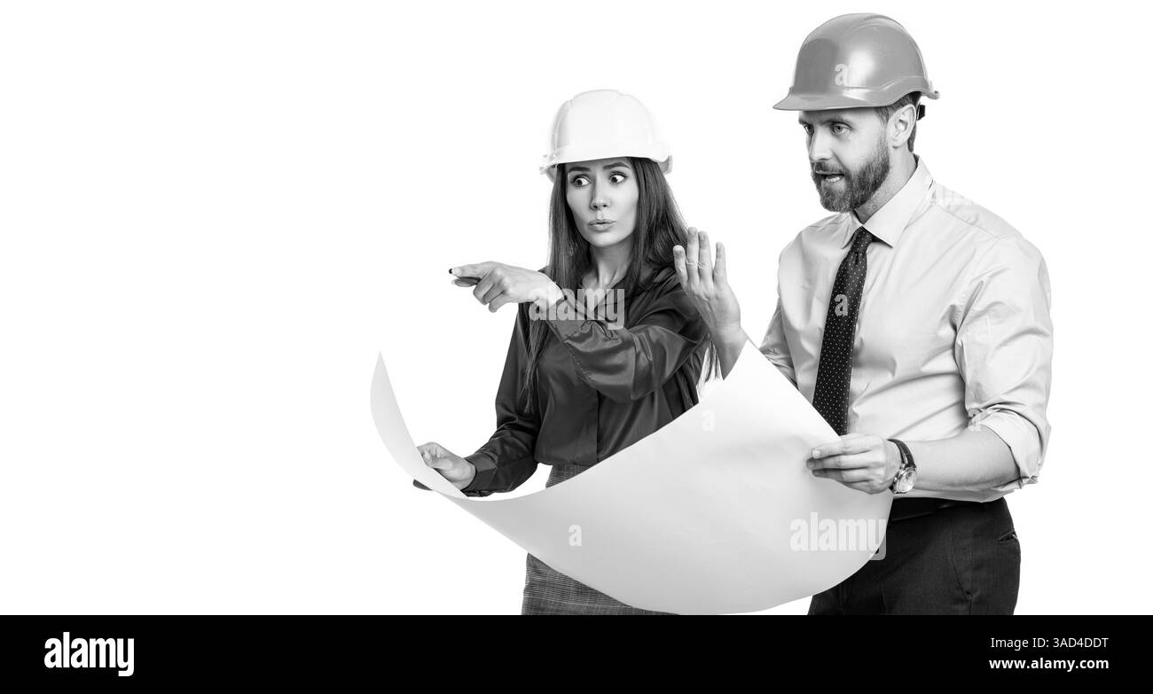 Architect planning work. Chief engineer and architect in hardhat ...