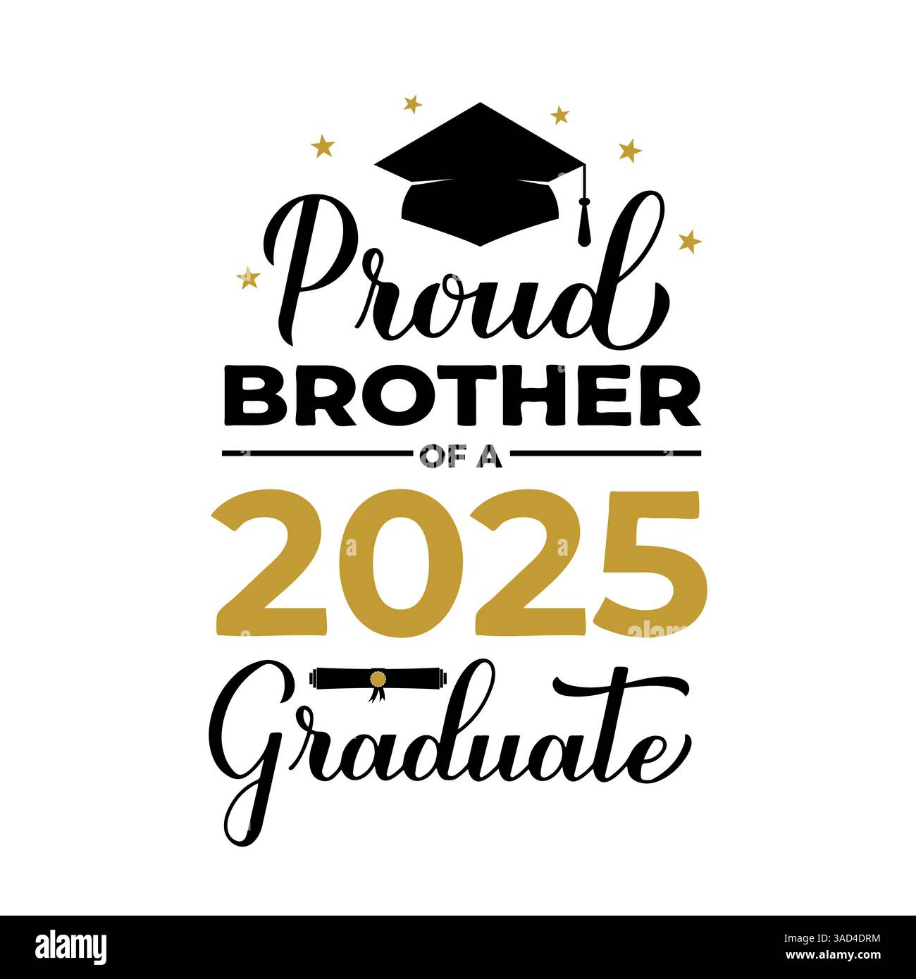 Proud brother of a 2025 graduate lettering with graduation cap ...