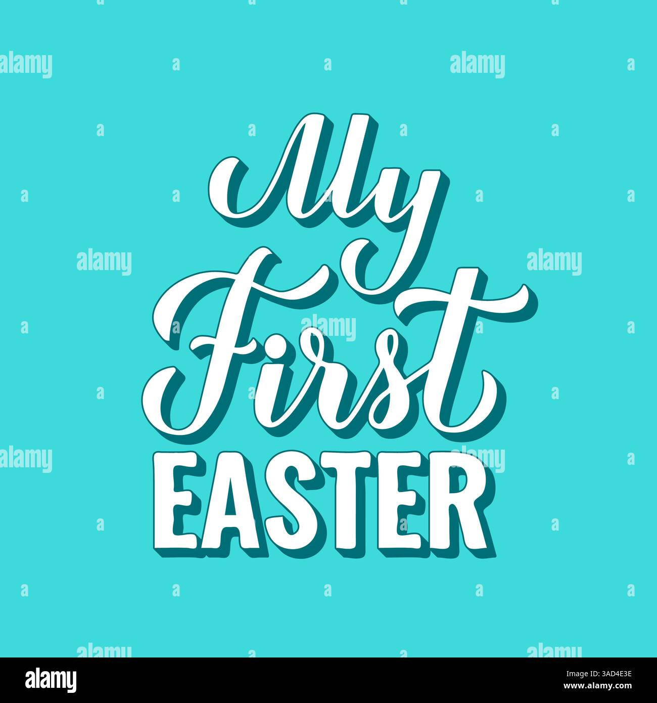 My First Easter 3d lettering on mint green background. Vector template ...