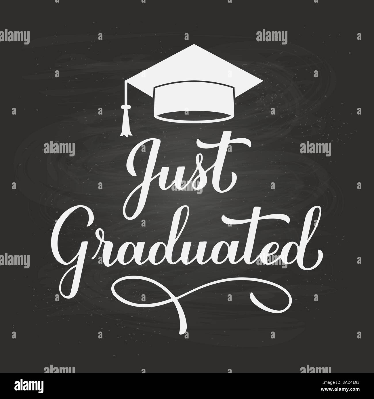 Just Graduated calligraphy hand lettering with graduation hat on ...