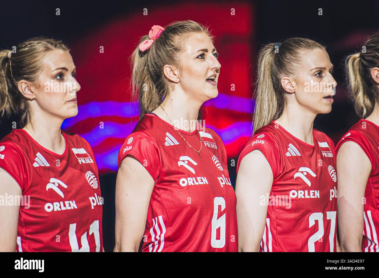 Volleyball players from Poland and the Italy in action during the FIVB ...
