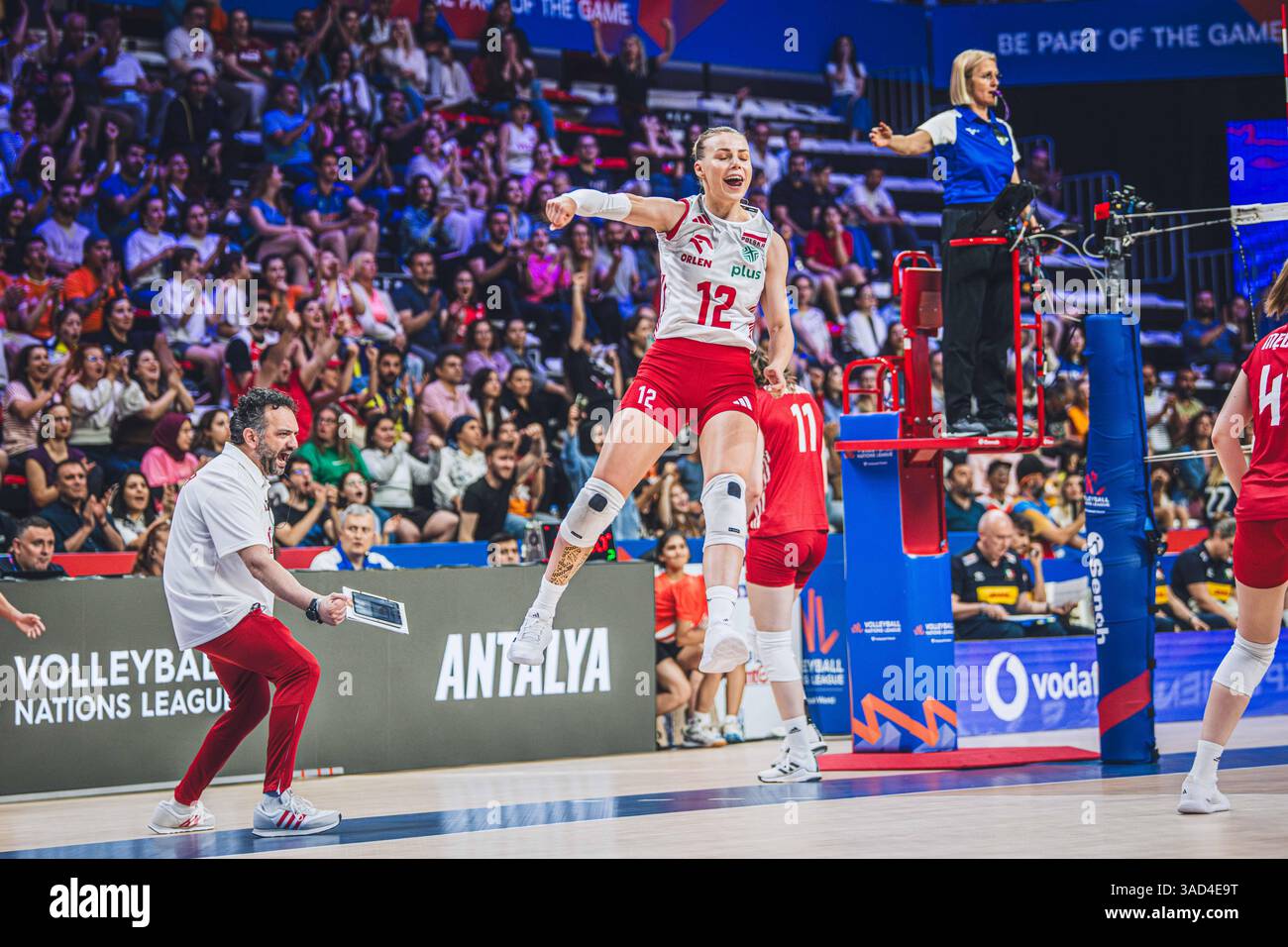 Volleyball players from Poland and the Italy in action during the FIVB ...