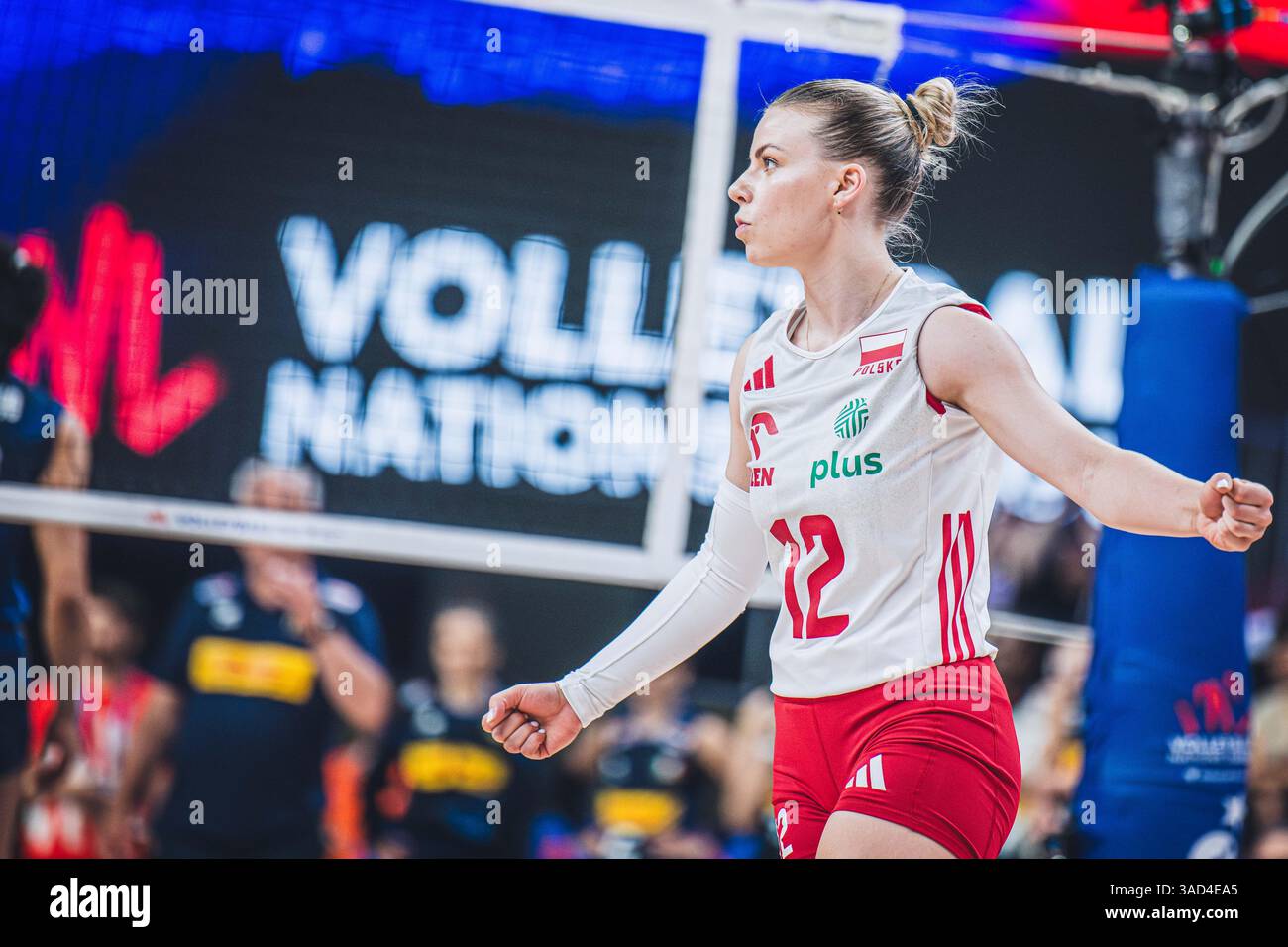 Volleyball players from Poland and the Italy in action during the FIVB ...