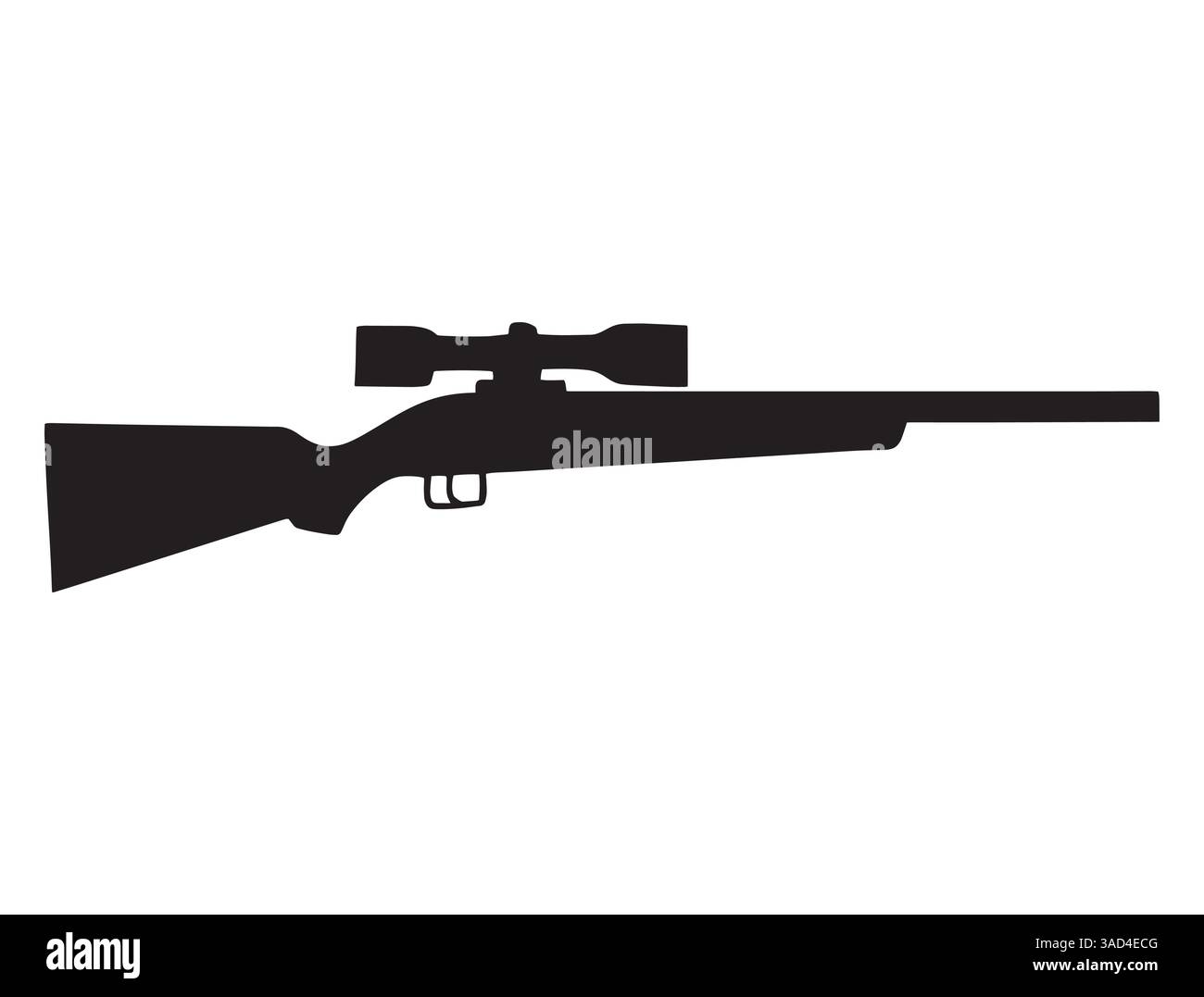 Gun hunting sniper silhouette, vector illustration on a white ...