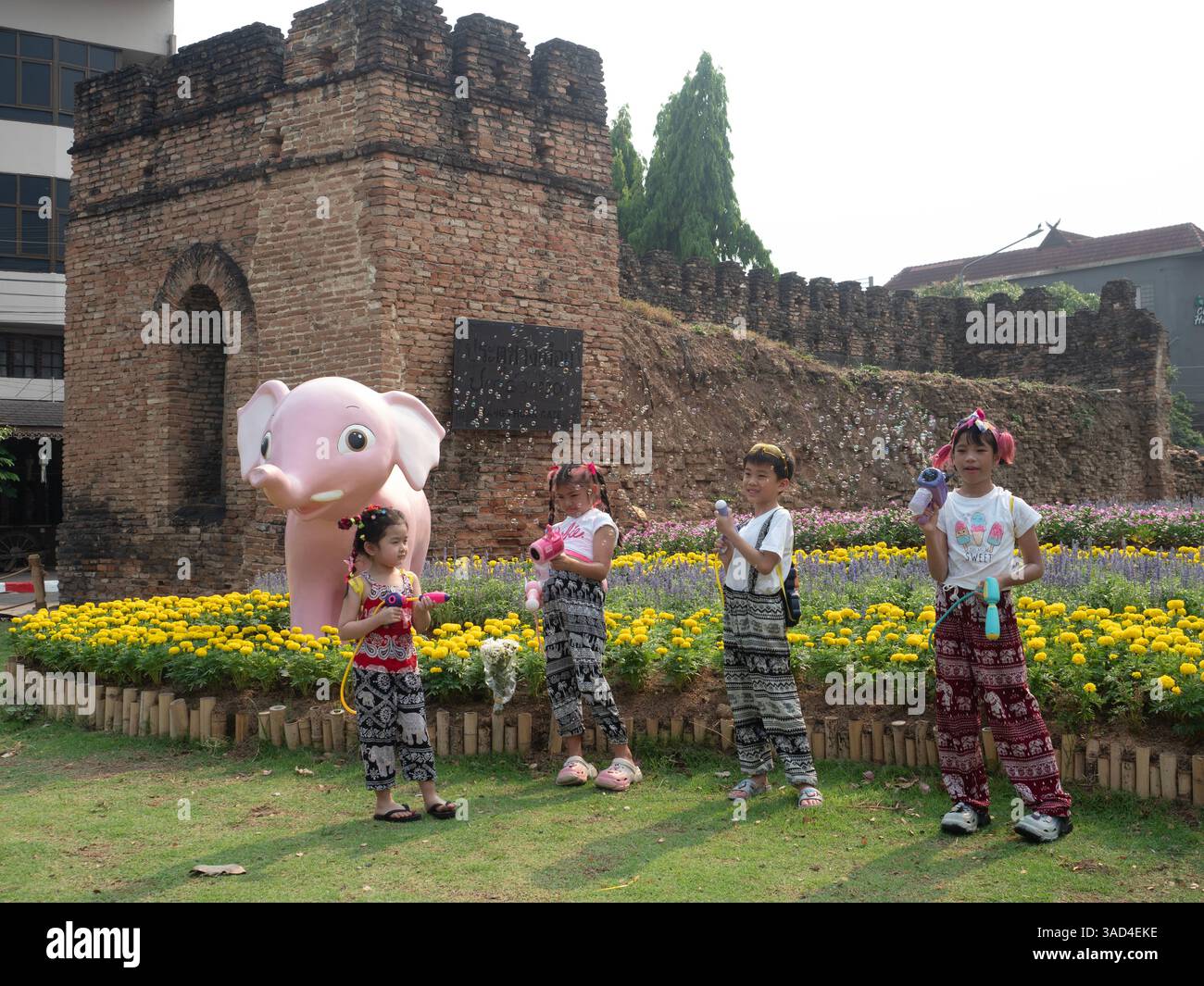 CHIANG MAI, THAILAND - APRIL 4, 2025 : Children and parents play with ...