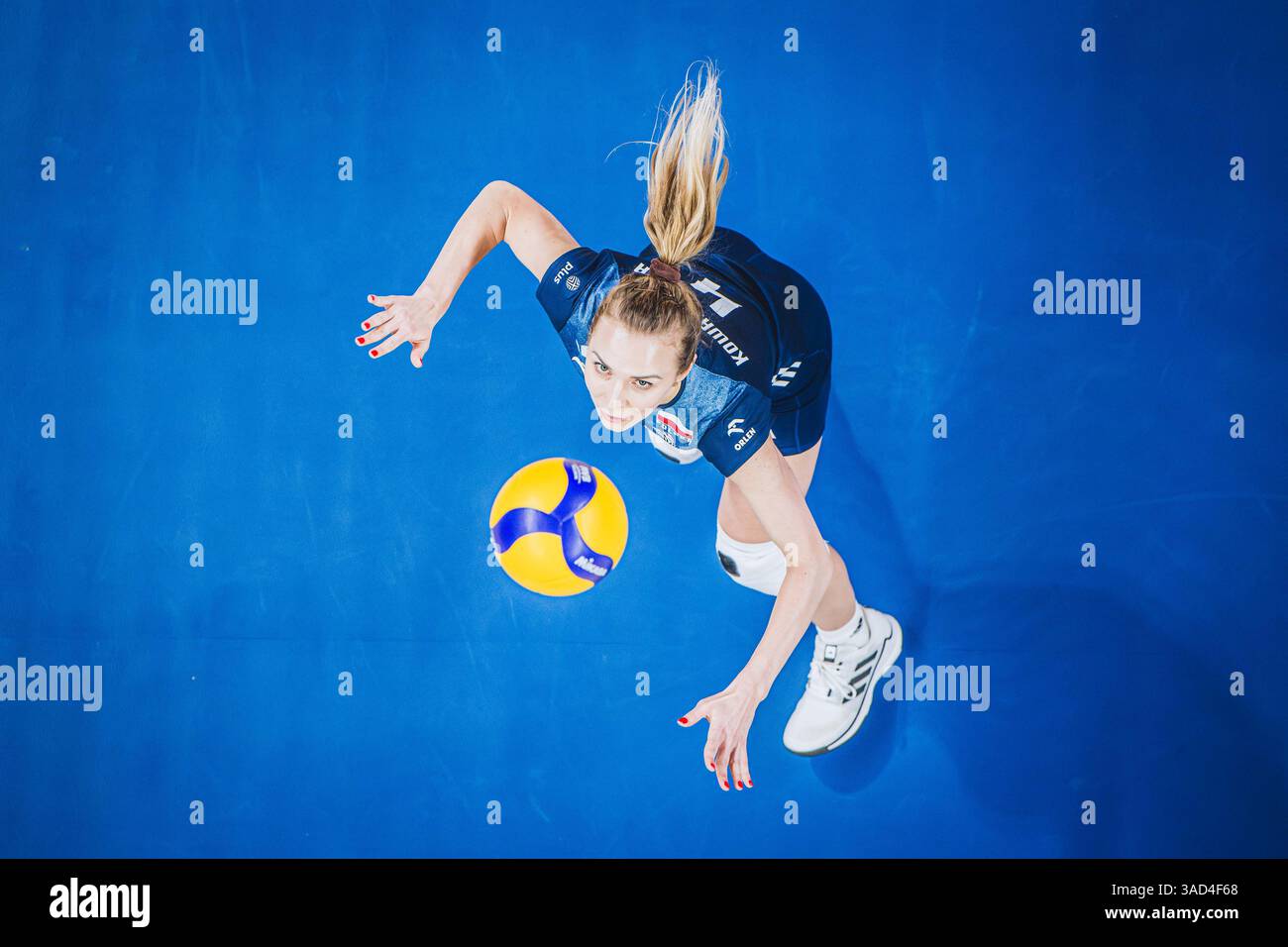 Volleyball players from France and the Poland in action during the FIVB ...