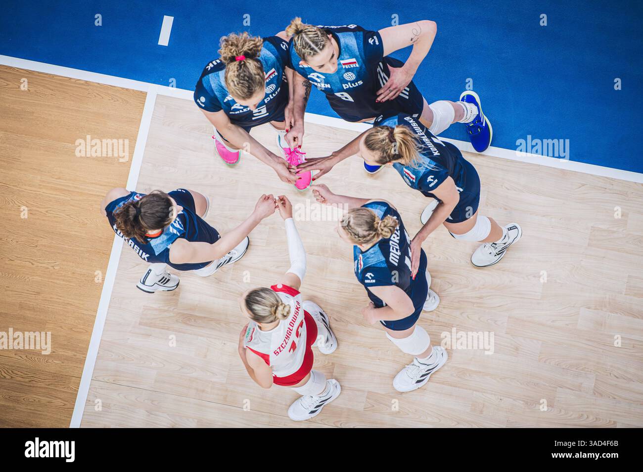 Volleyball players from France and the Poland in action during the FIVB ...