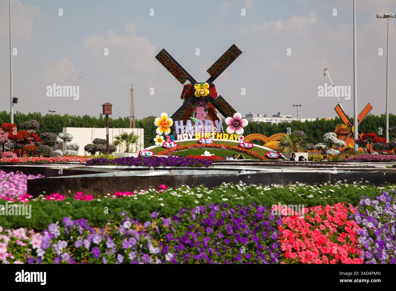 The Floral windmill with beautiful colorful flowers inside the famous ...