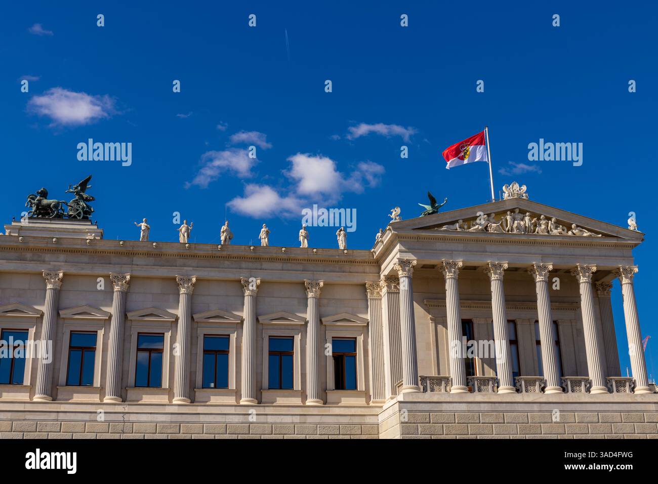 Parliament of Austria in Wien government building with columns and ...
