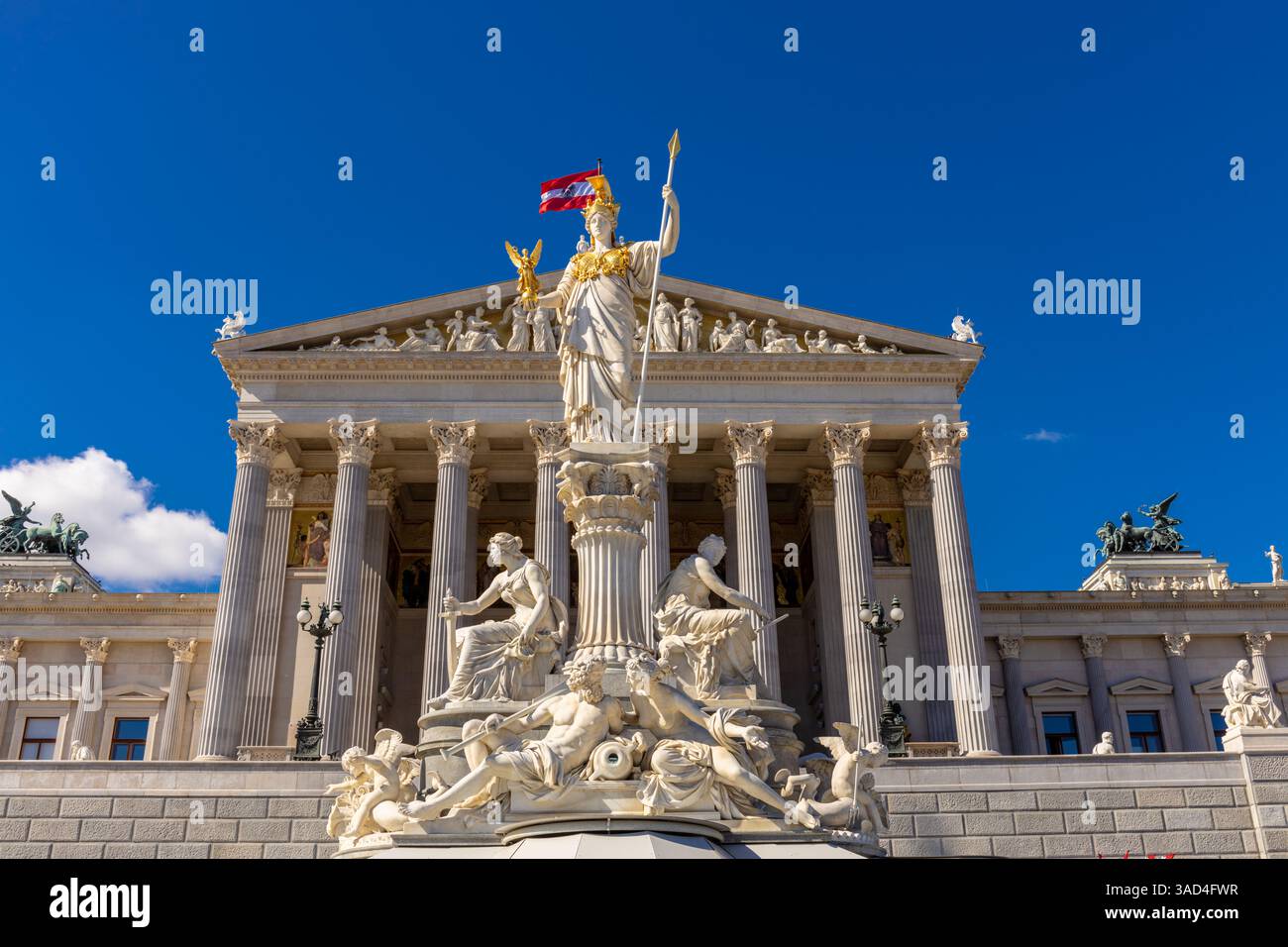Parliament of Austria in Wien government building with columns and ...