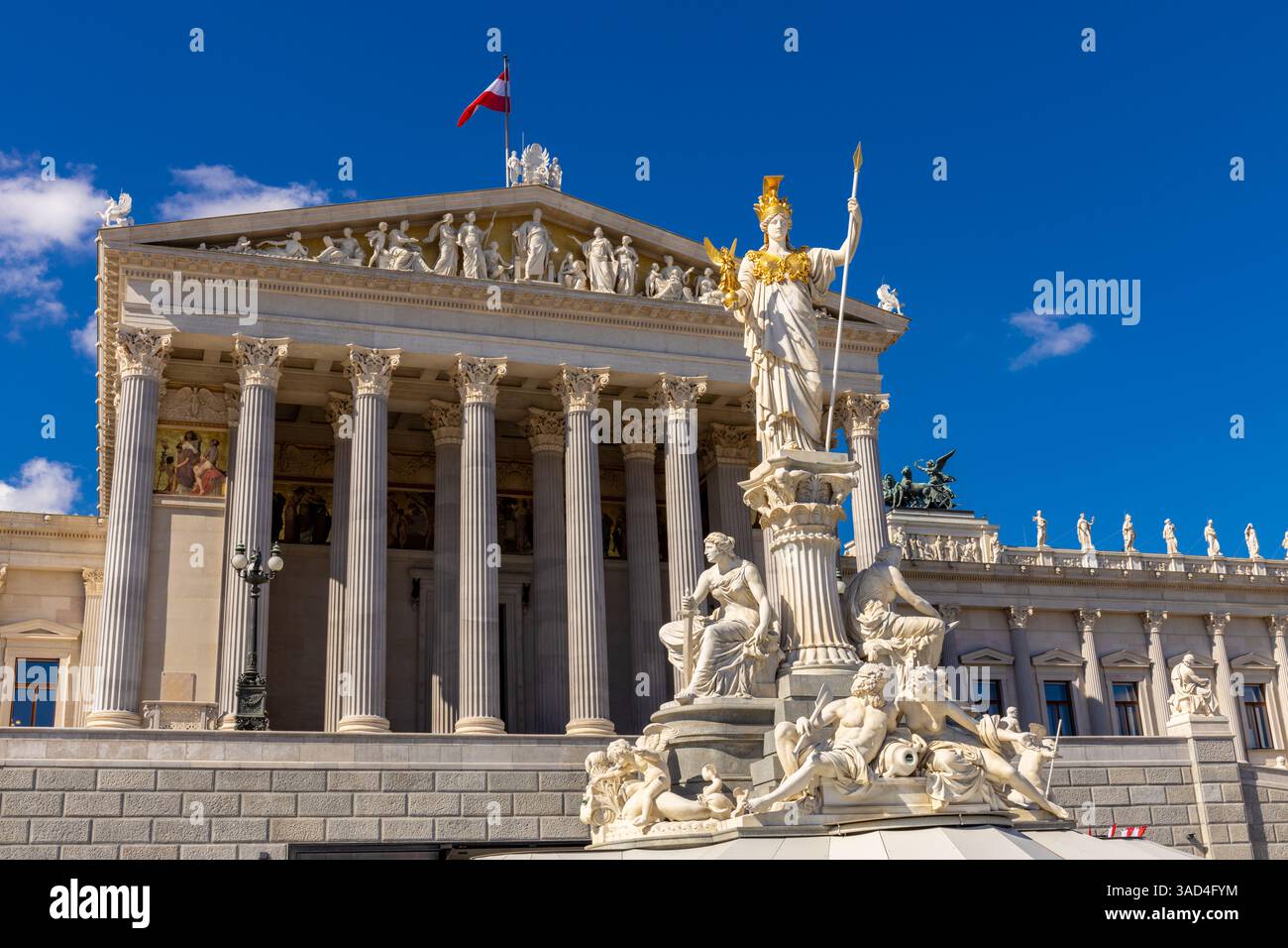 Parliament of Austria in Wien government building with columns and ...