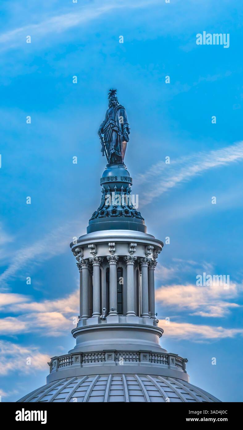 Freedom Statue, US Capitol, Washington, DC. Statue by Thomas Crawford ...