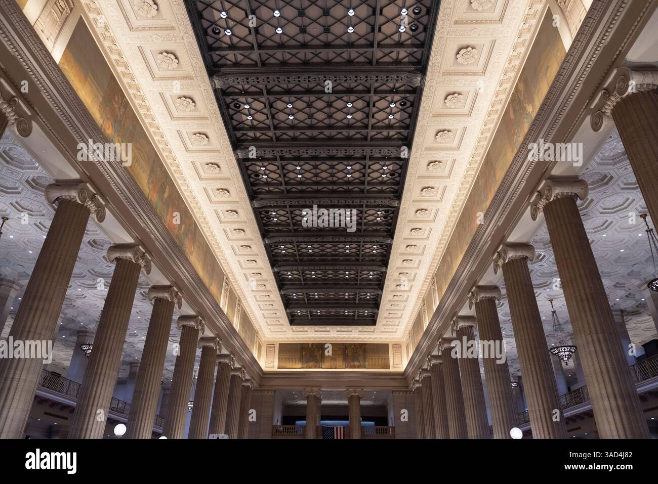 Columns and ornate ceiling of Wintrust Grand Banking Hall on LaSalle ...