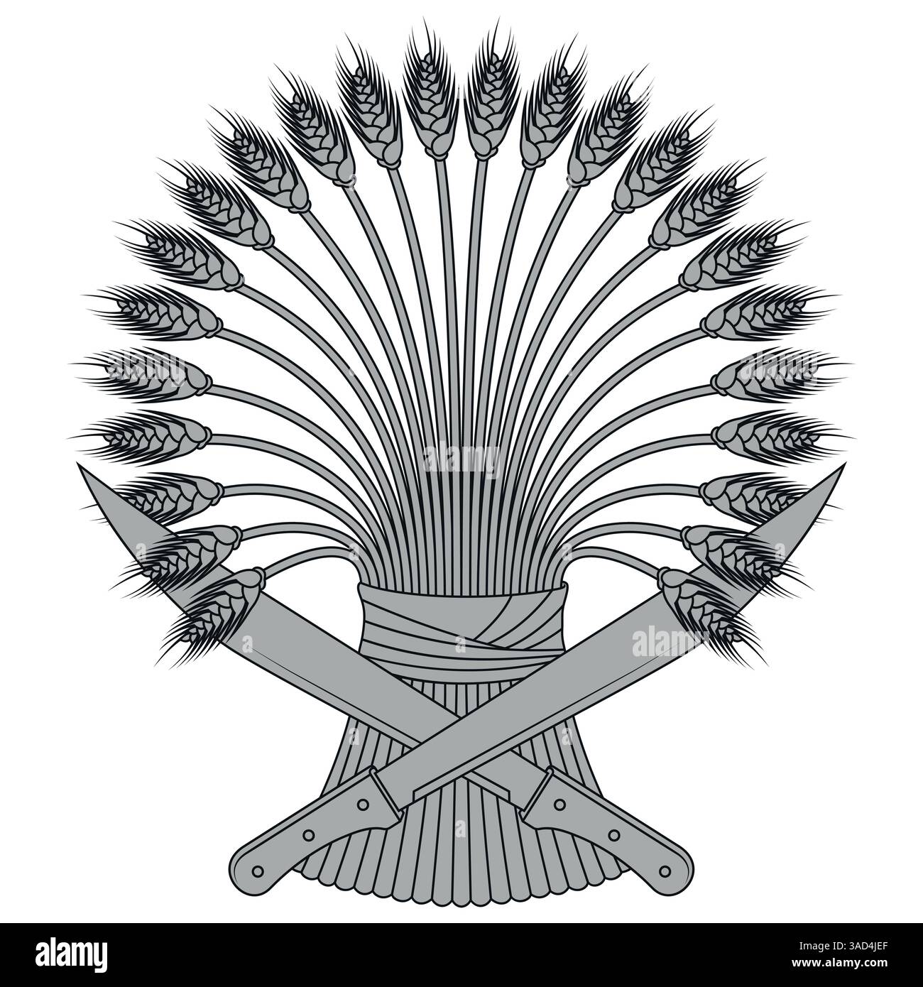 Wheat ears with machetes, Organic farm cereals, Harvesting tool with ...