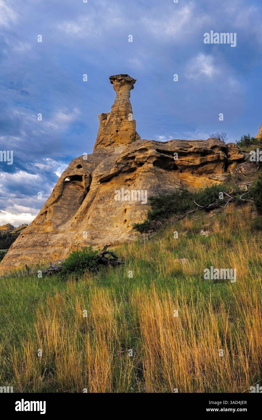 Pinnacle Badlands at sunrise in the Custer National Forest, Montana ...