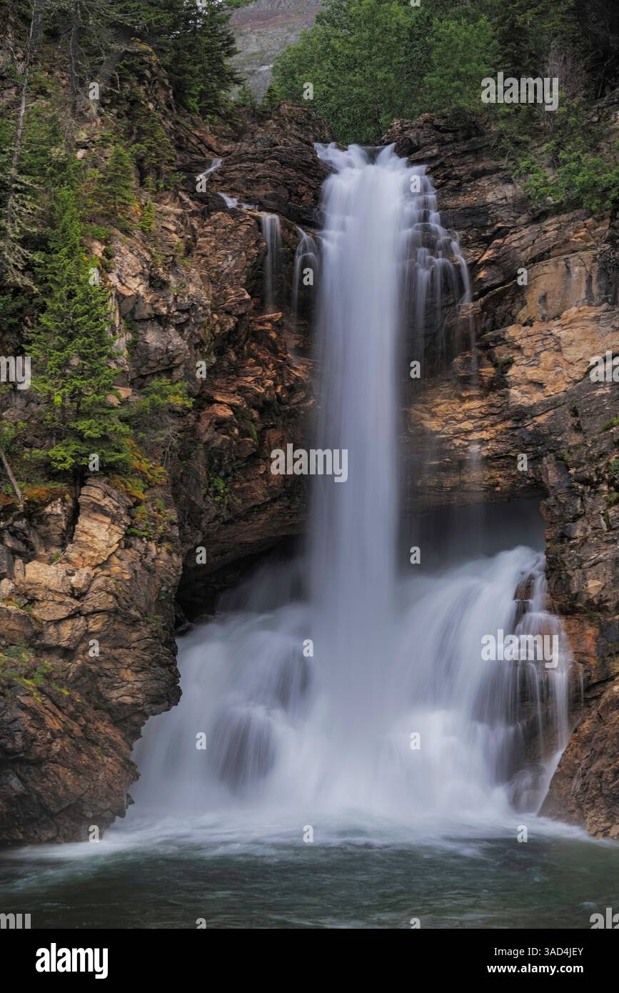 Running Eagle Falls in Glacier National Park, Montana, USA. (Editorial ...