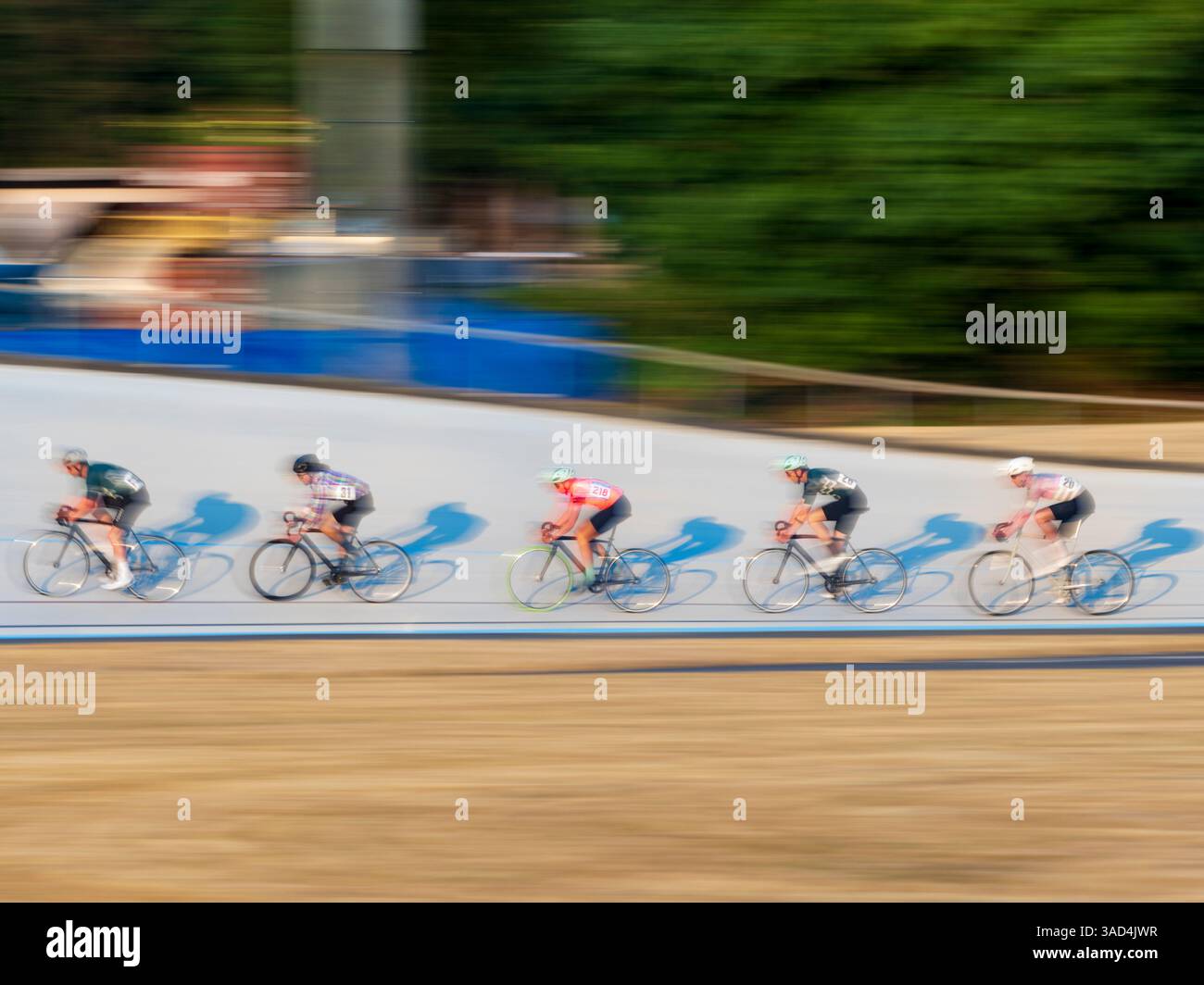 Bicyclists racing in the Jerry Baker Memorial Velodrome, Redmond ...