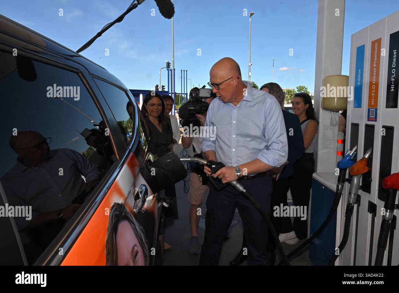 Leader of the Opposition Peter Dutton at a petrol station in Palmerston ...
