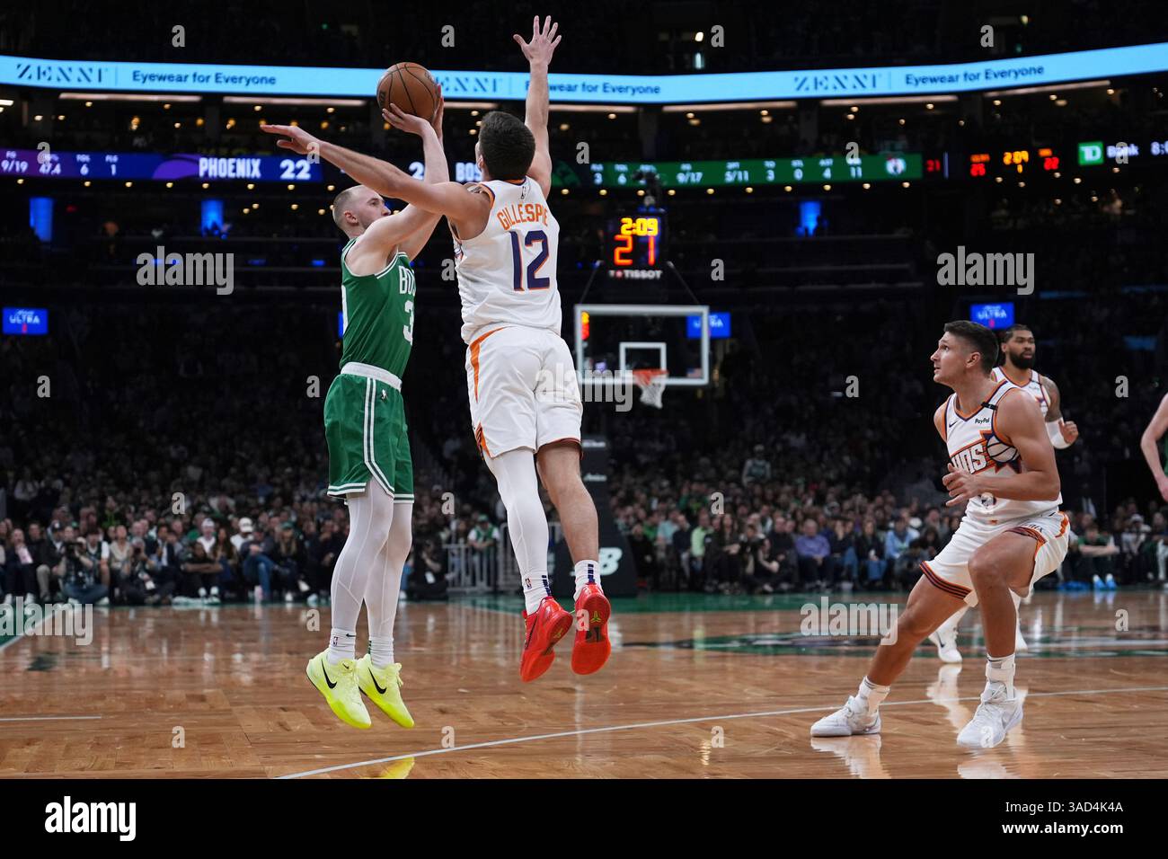 Boston Celtics forward Sam Hauser (30) takes a three-point shot against ...