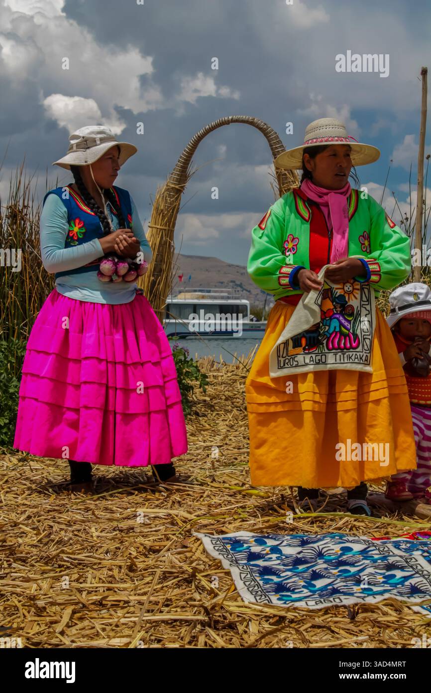 Uros Islands in Peru. Traditional every day life of peruvian ...