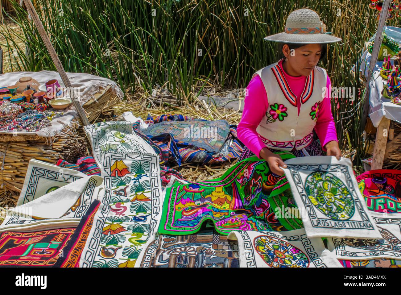 Uros Islands in Peru. Traditional every day life of peruvian ...