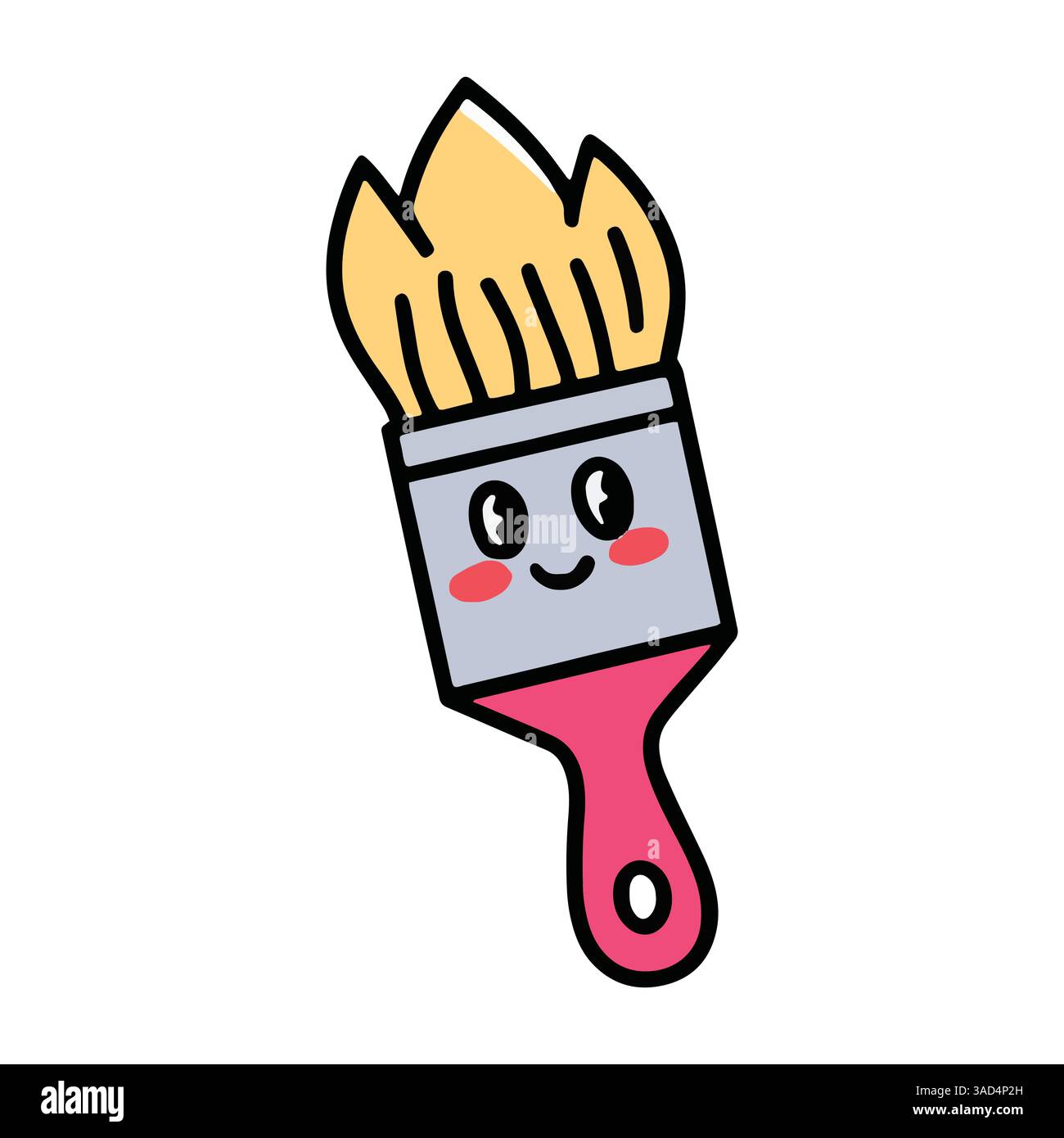 Happy paint brush mascot illustration with a cheerful smile and playful ...