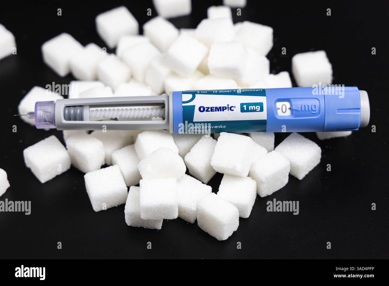 Ozempic Insulin injection pen on a dark background for diabetics and ...