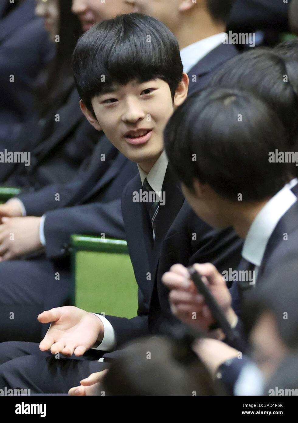 Japanese Prince Hisahito of Akishino attends an entrance ceremony of ...