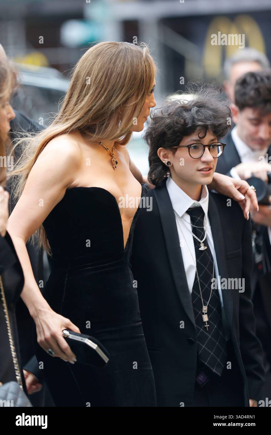 NEW YORK, NEW YORK - APRIL 3, 2025: Jennifer Lopez and her daughter ...