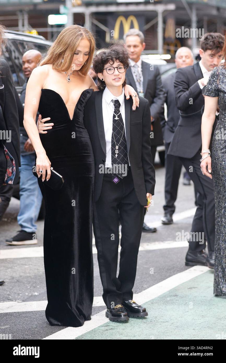 NEW YORK, NEW YORK - APRIL 3, 2025: Jennifer Lopez and her daughter ...