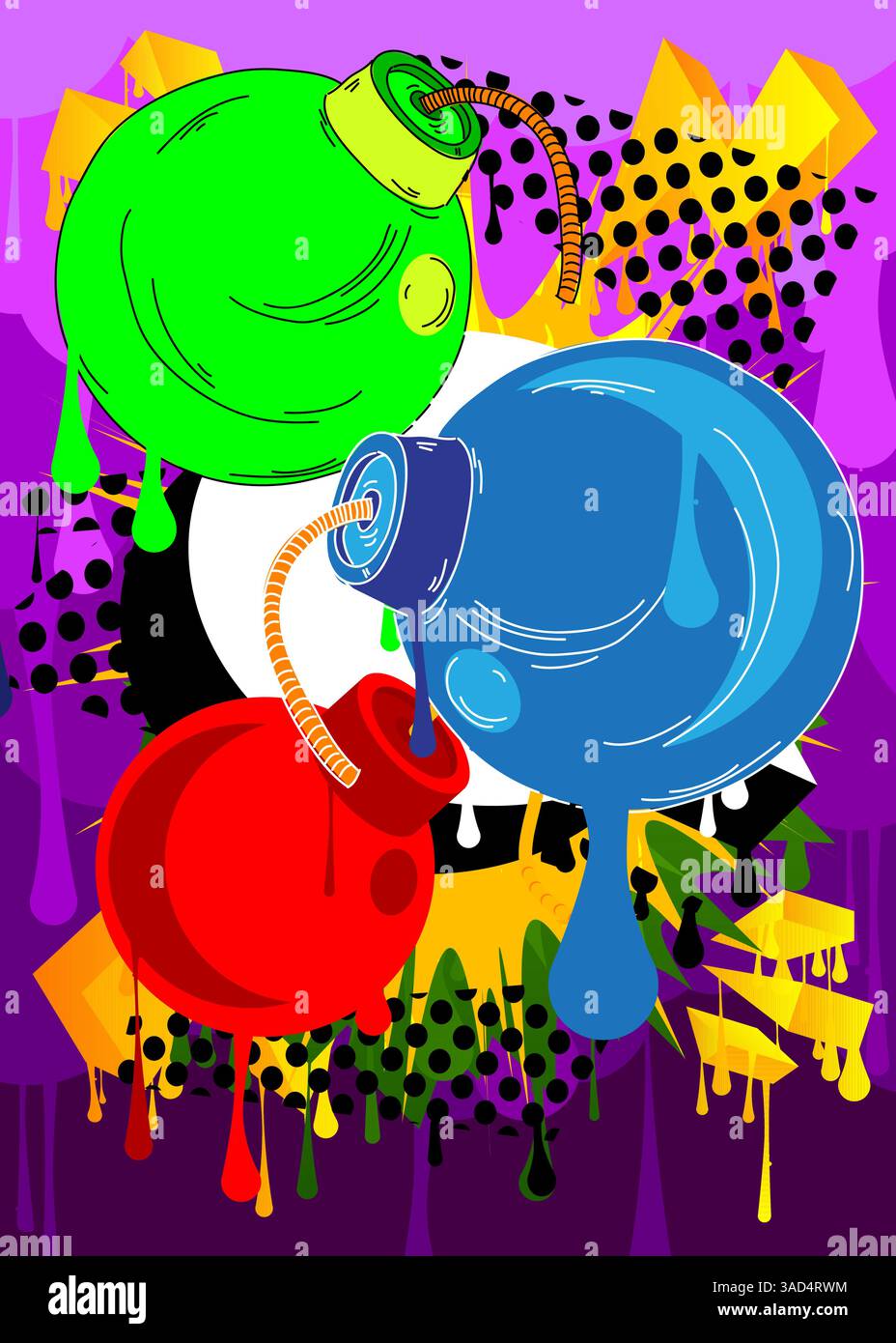 Bomb graffiti. Abstract modern street art decoration performed in urban ...