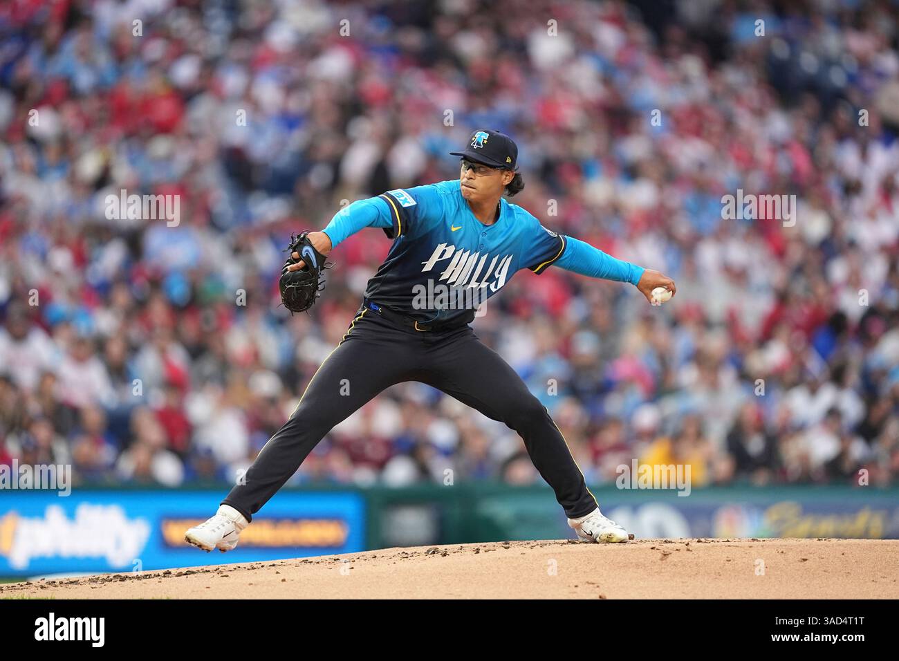 Philadelphia Phillies pitcher Jesús Luzardo in action during a baseball ...