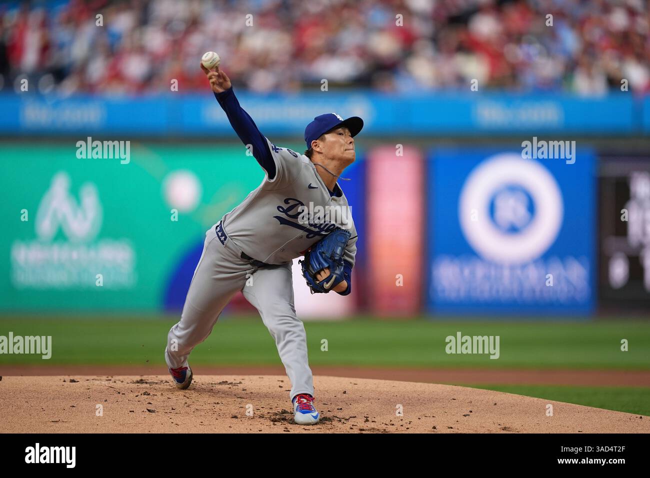 Los Angeles Dodgers pitcher Yoshinobu Yamamoto in action during a ...