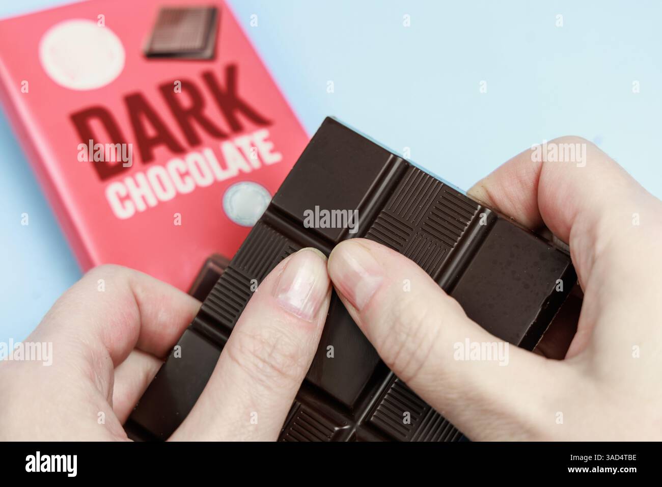 Delicious dark chocolate bar with the inscription Dark Chocolate ...