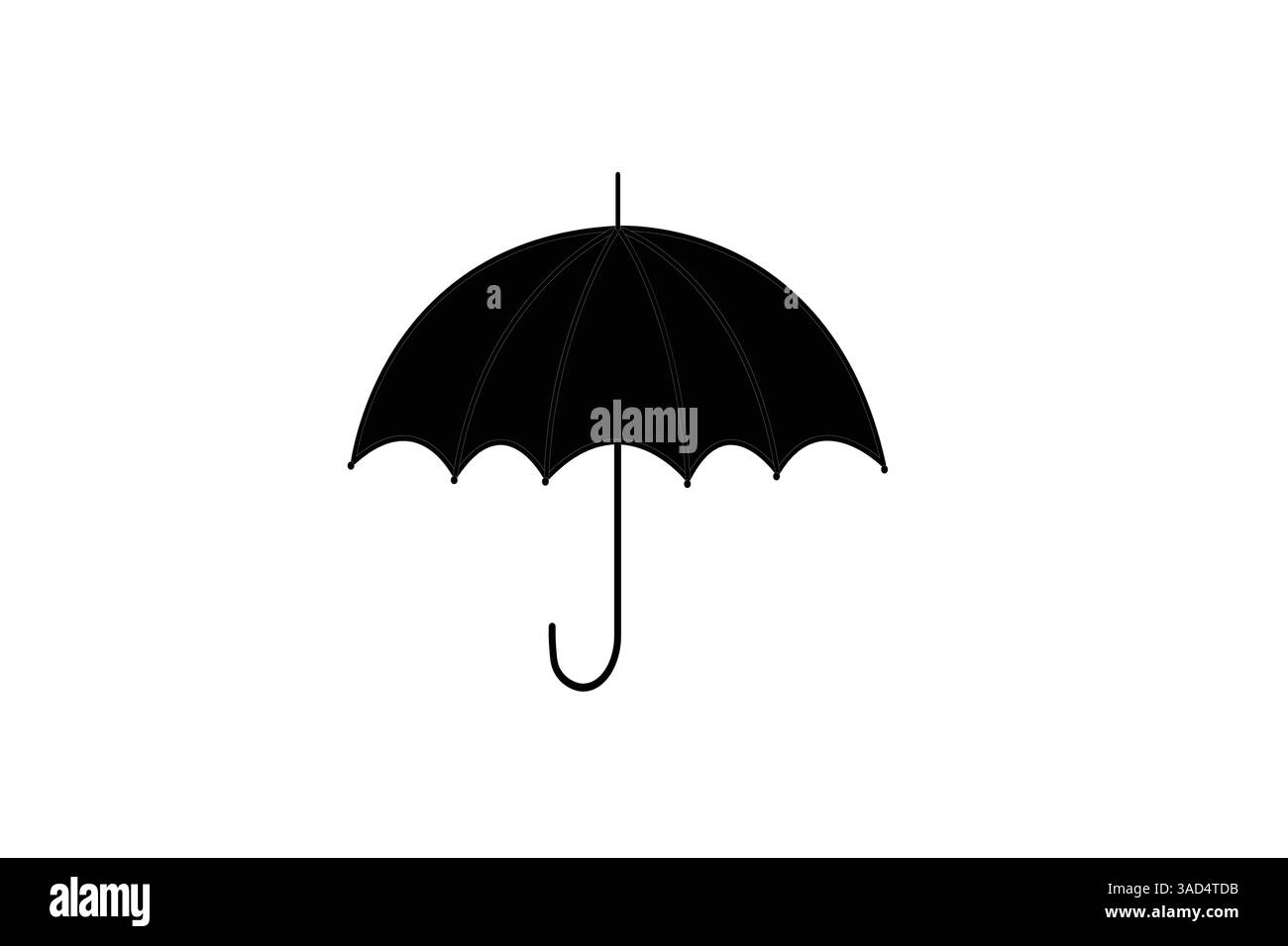 Minimalist line drawing of an umbrella with raindrops in a clean and ...