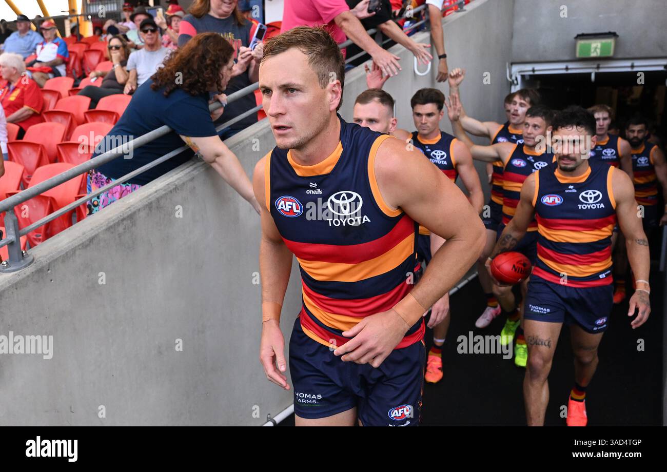 Gold Coast, Australia. 05th Apr, 2025. Jordan Dawson of the Crows ...