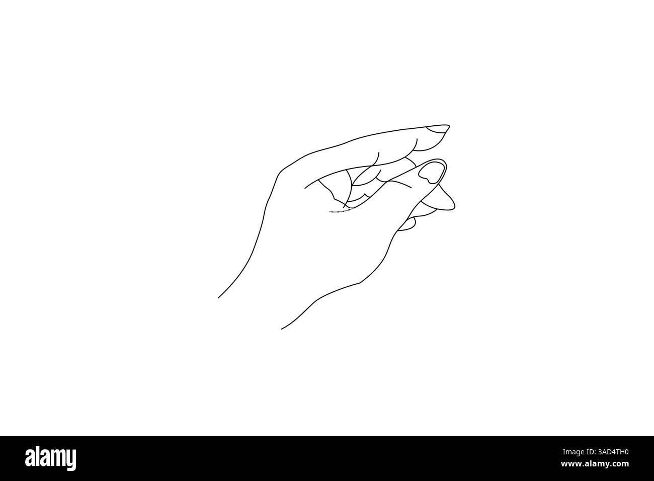 Minimalist line art of a hand gesture drawing of isolated outline ...