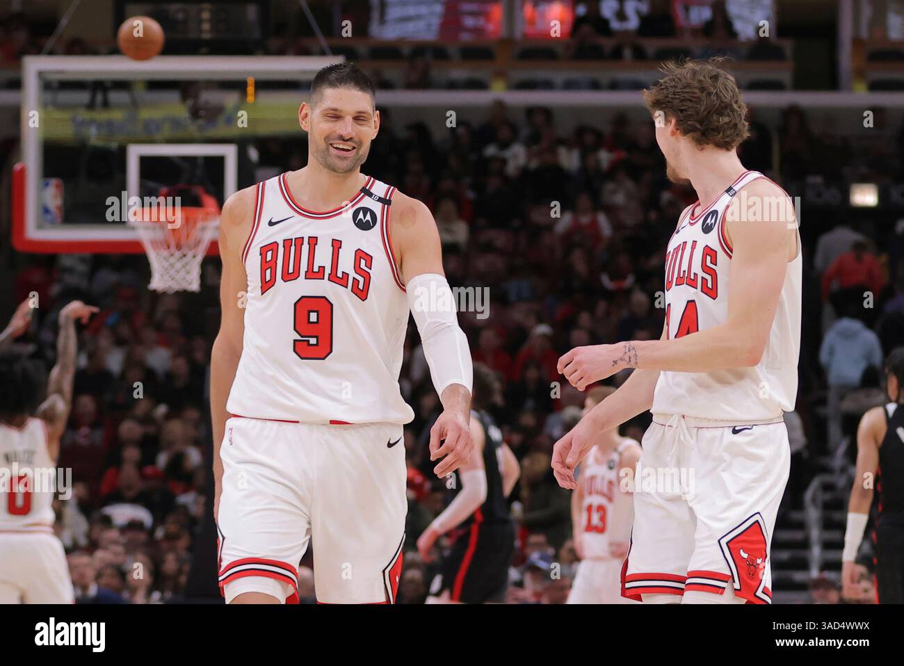 Chicago Bulls center Nikola Vucevic (9) and forward Matas Buzelis ...