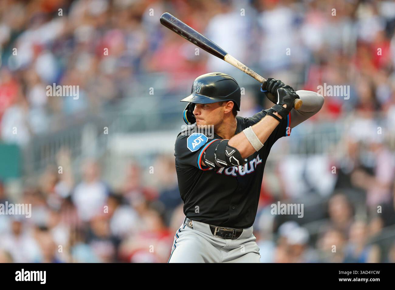 ATLANTA, GA - APRIL 04: Griffin Conine #18 of the Miami Marlins bats ...