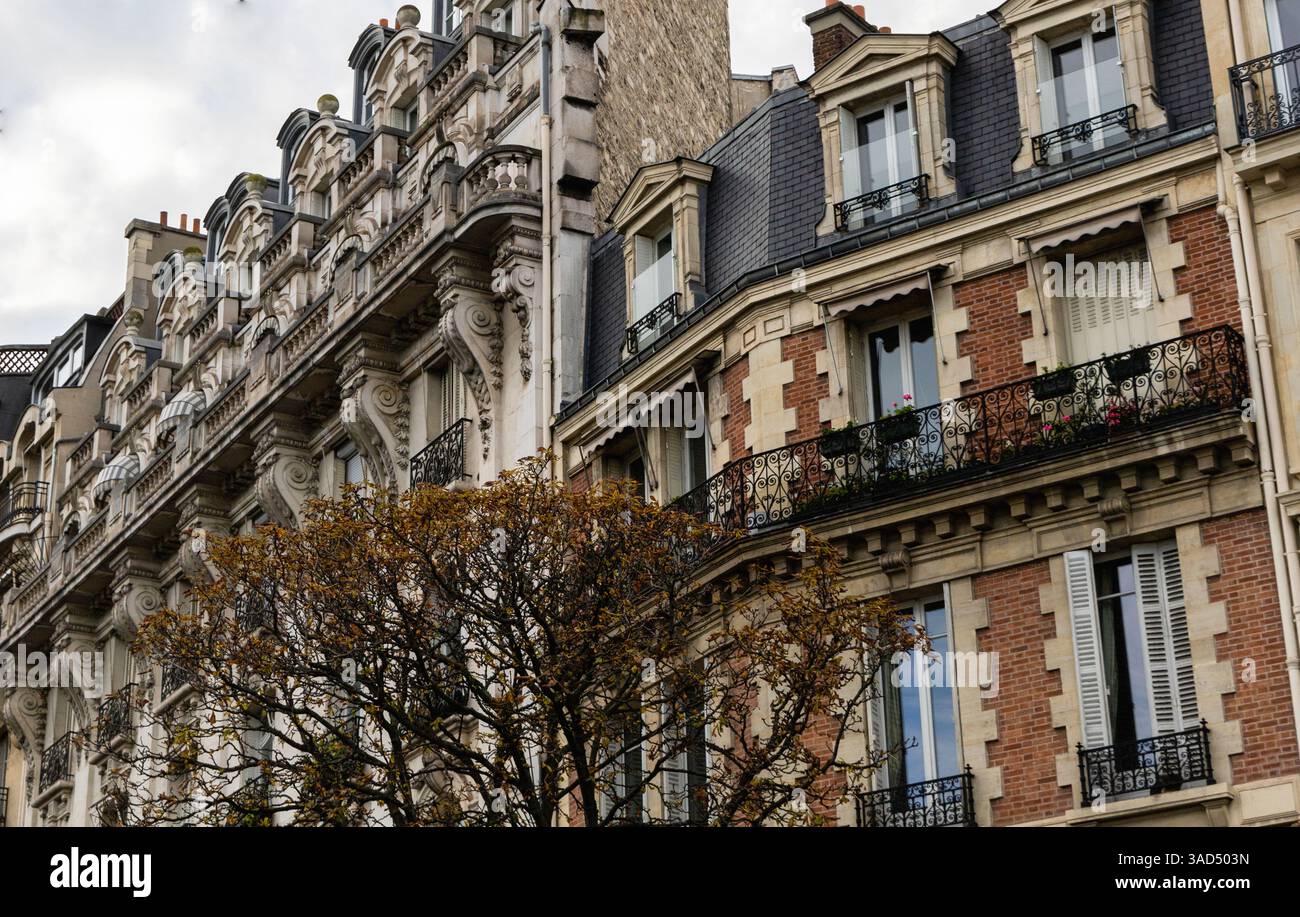 Facade of residential buildings in Paris, France. High quality photo ...