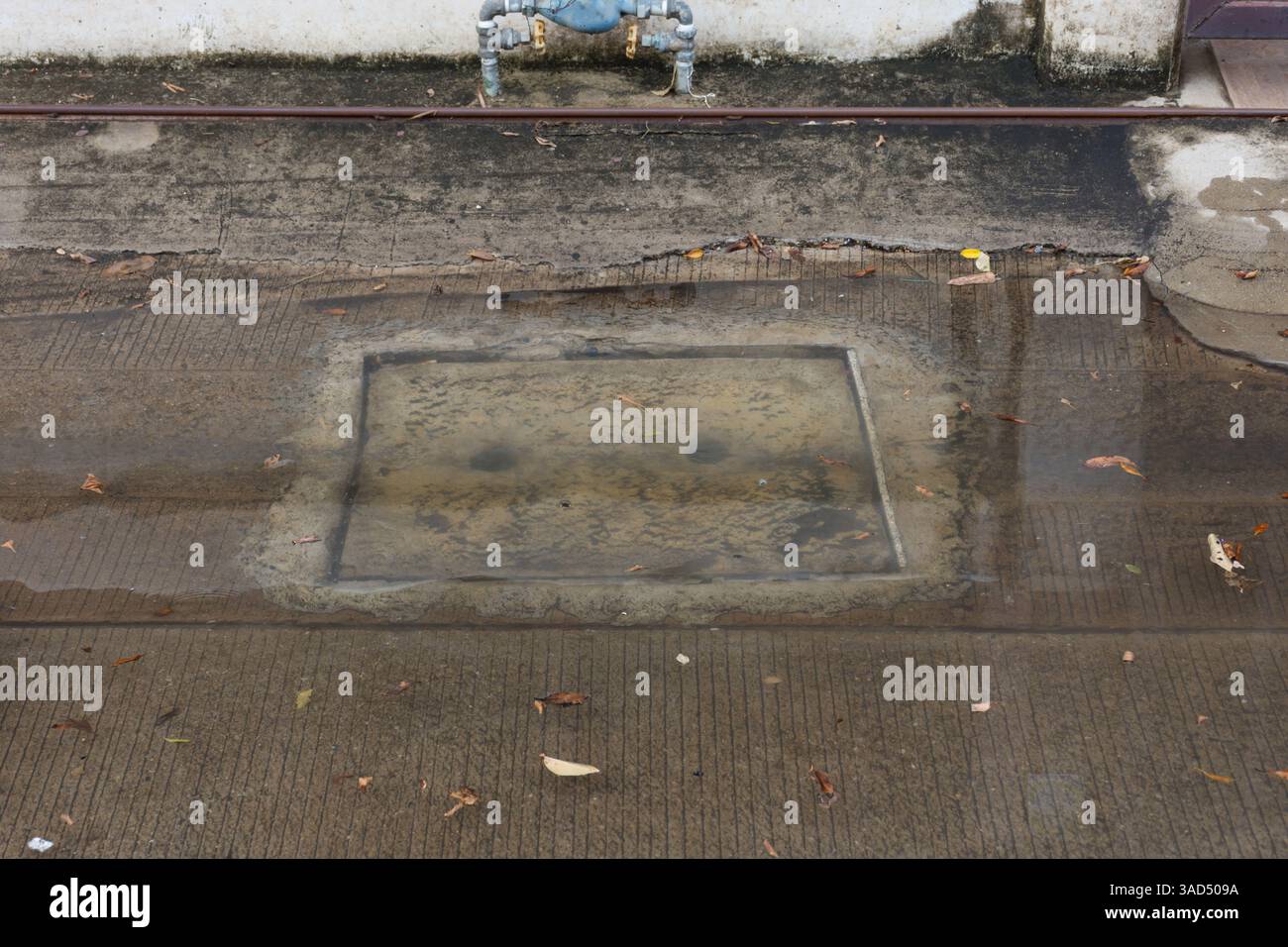 Working for drain cleaning. Problem with the drainage system Stock ...