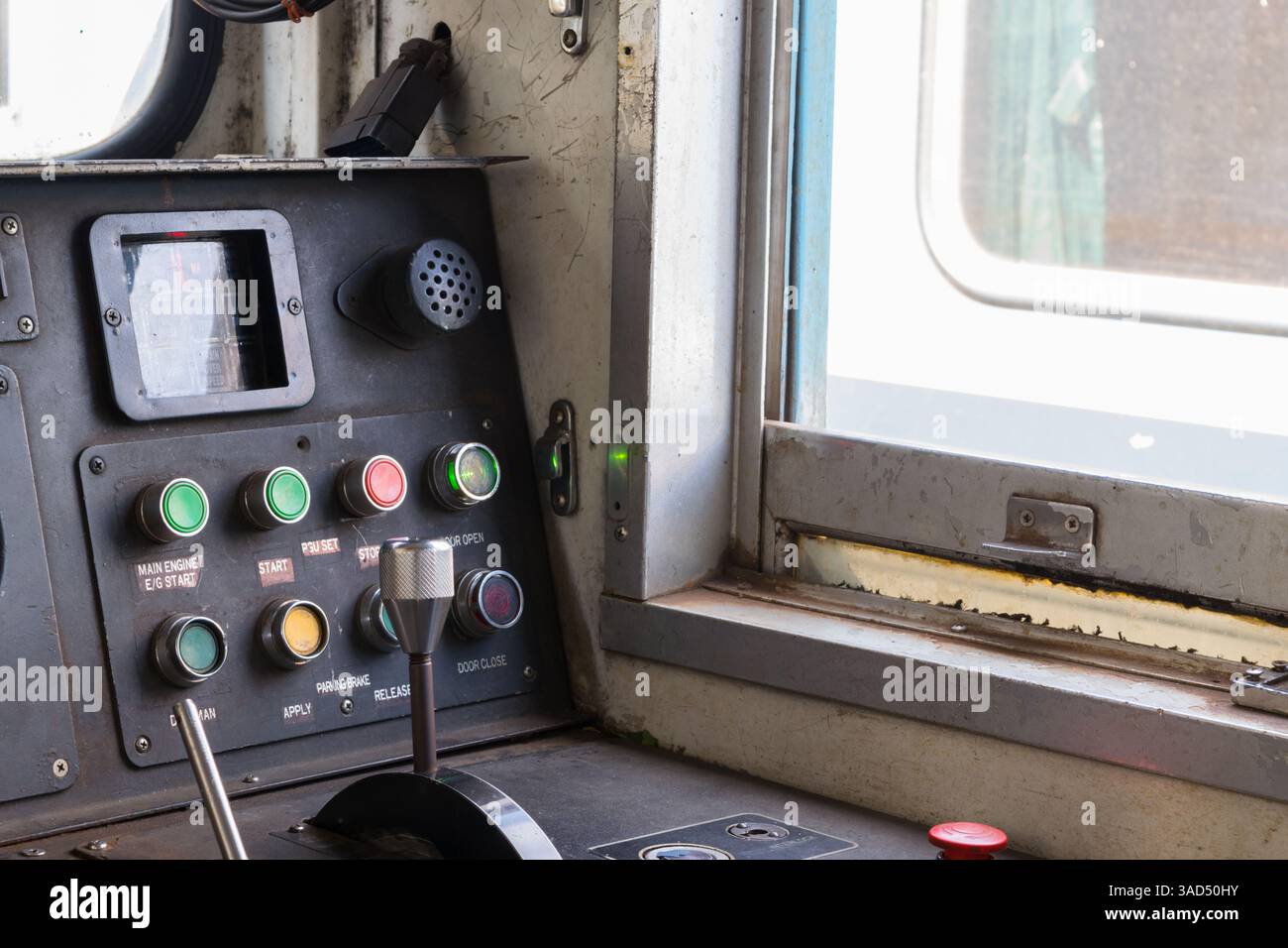 Cockpit of a Public Thai Train Railway with dashboard Stock Photo - Alamy