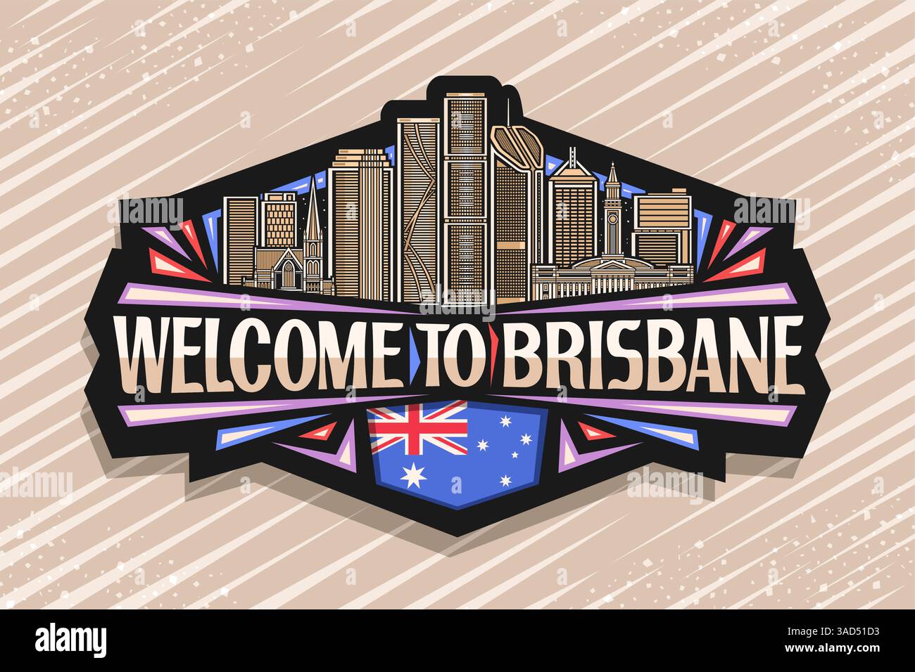 Vector logo for Brisbane, black decorative badge with detailed ...