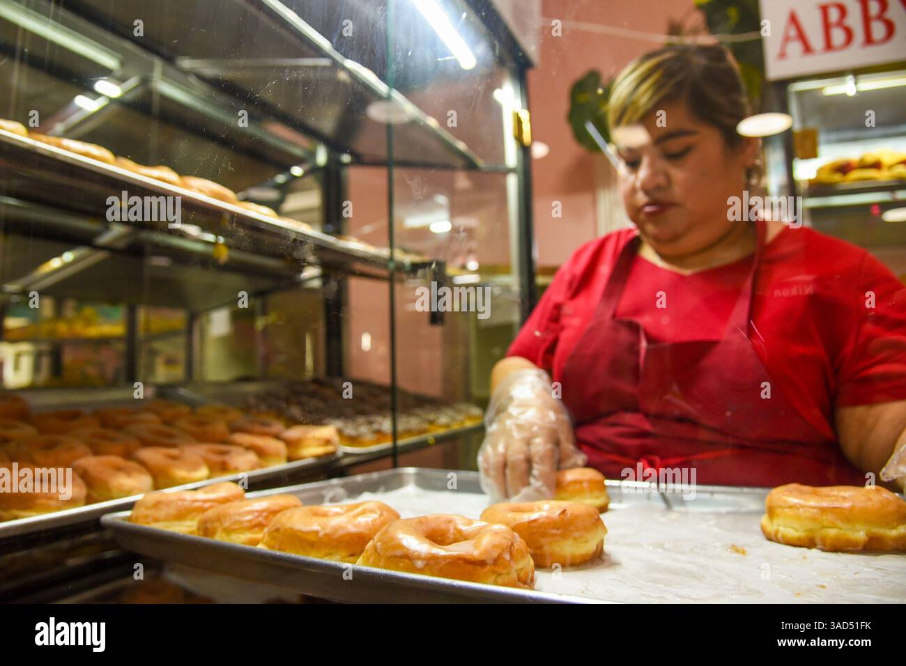 Donuts are seen as customers visit Abby's Bakery in Los Fresnos, Texas ...