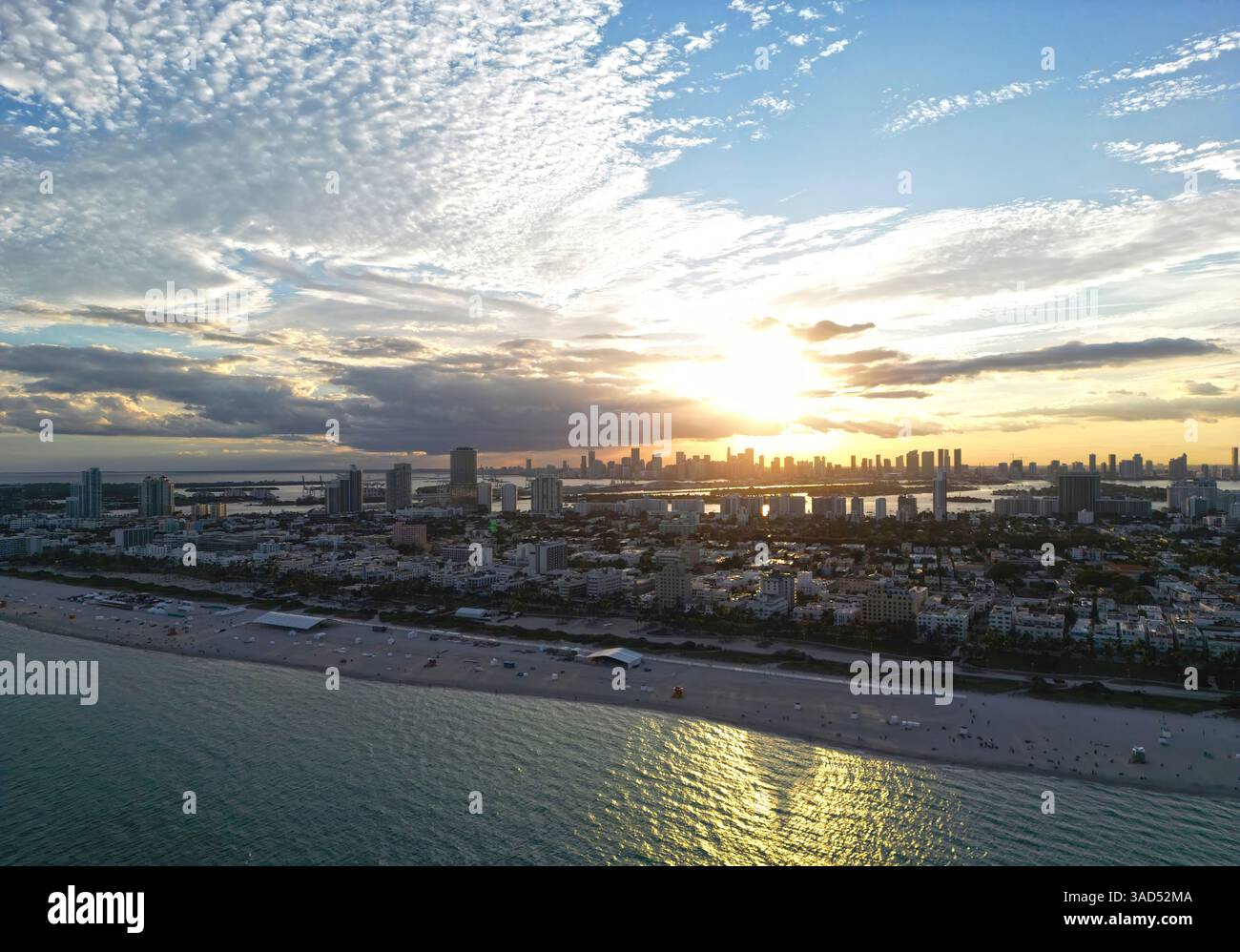 Miami Beach aerial view with skyline. Miami from above. Miamis famous ...