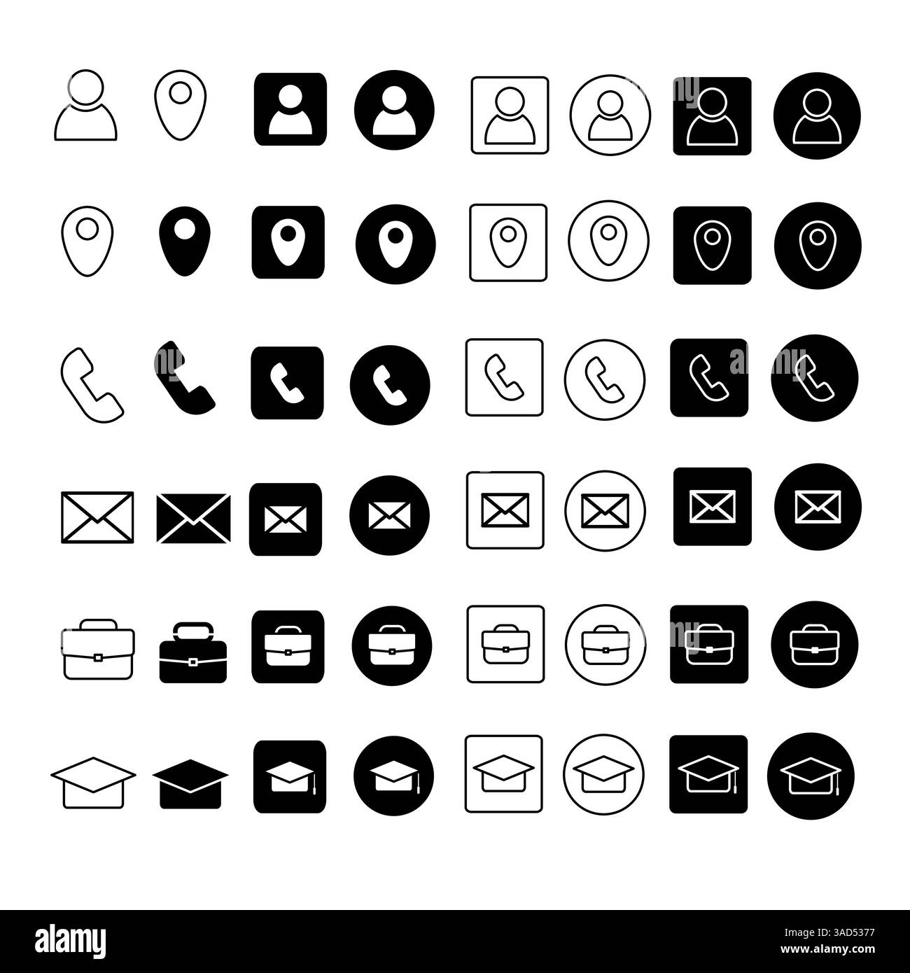 Collection of User Interface Icons Location, Contact, Phone, Email ...
